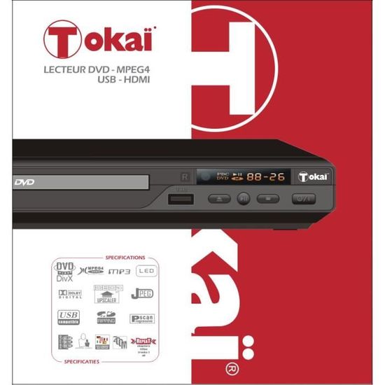 Tokai. DVT06. LECTEUR DVD USB/HDMI COMPATIBLE DVIX/MPEG4/DVD R/DVD+R/DVD+RW/MP3 - Cdiscount TV ...