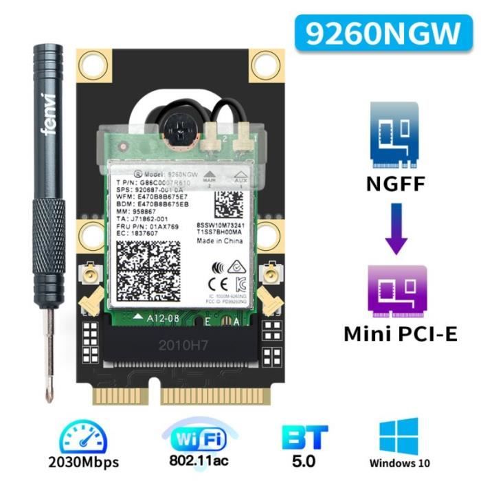 Mini PCIe Intel 9260 - Adaptateur Wi Fi sans fil M.2 vers Mini PCI E ...