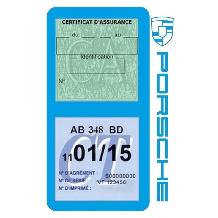 PORSCHE VD53 BLEU CLAIR POCHETTE ETUI VIGNETTE ASSURANCE VOITURE ET ...