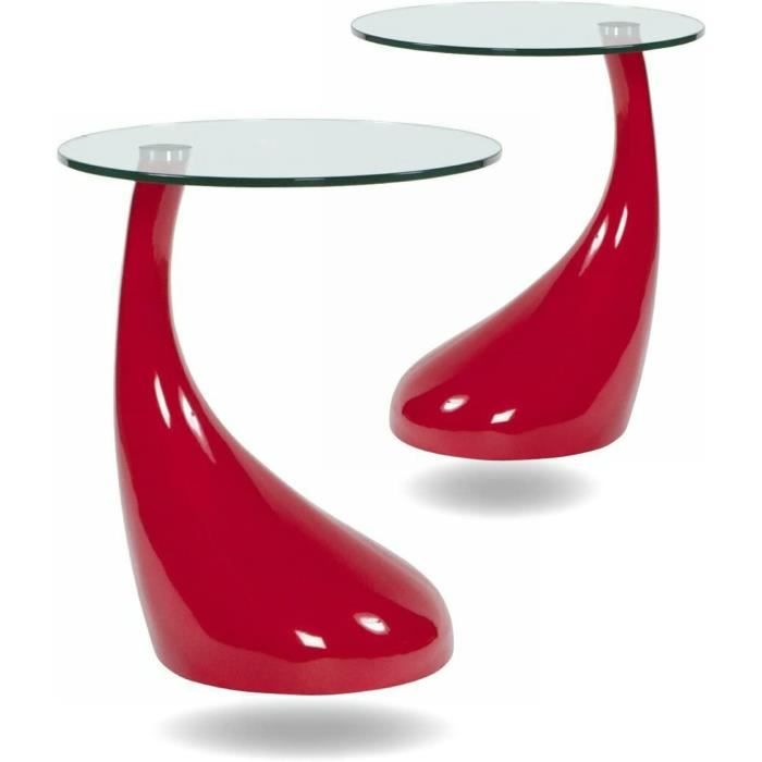 Table d’appoint - Table basse - Table ronde - Rouge brillant - Design ...