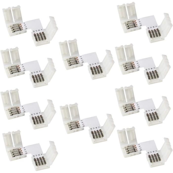 Led Connector Rgb 10Pcs 4 Pin Connectors L-Shape Pcb 10Mm Wide Rgb Smd ...