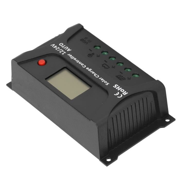 GOTOTOP Contrôleur solaire PWM Contrôleur de charge solaire PWM Smart 20A 12V 24V Affichage LED ...