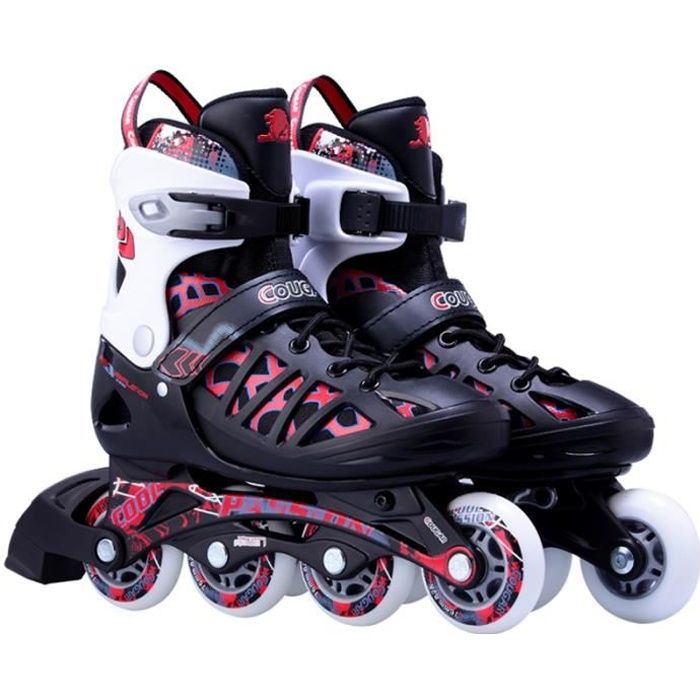 Roller Inline - LEOCLOTHO - Rollers Adulte Réglables - Rouge - ABEC-7 ...