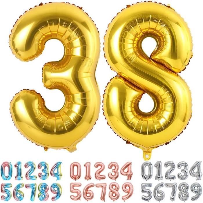 Foil Ballons Chiffre 38-83 Or, Grands Doré Ballon Numéro 0 1 2 3 4 5 7 ...