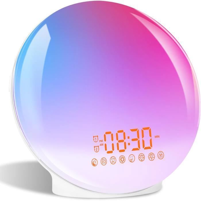 Réveil Lumineux,Eveil Lumière Led Radio Réveil,Lumineux Lampe De Chevet ...