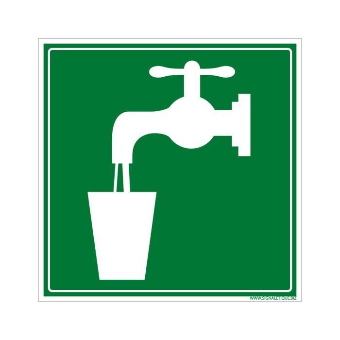 Panneau pictogramme eau potable - Adhésif - 250 x 250 mm - SIGNALETIQUE ...