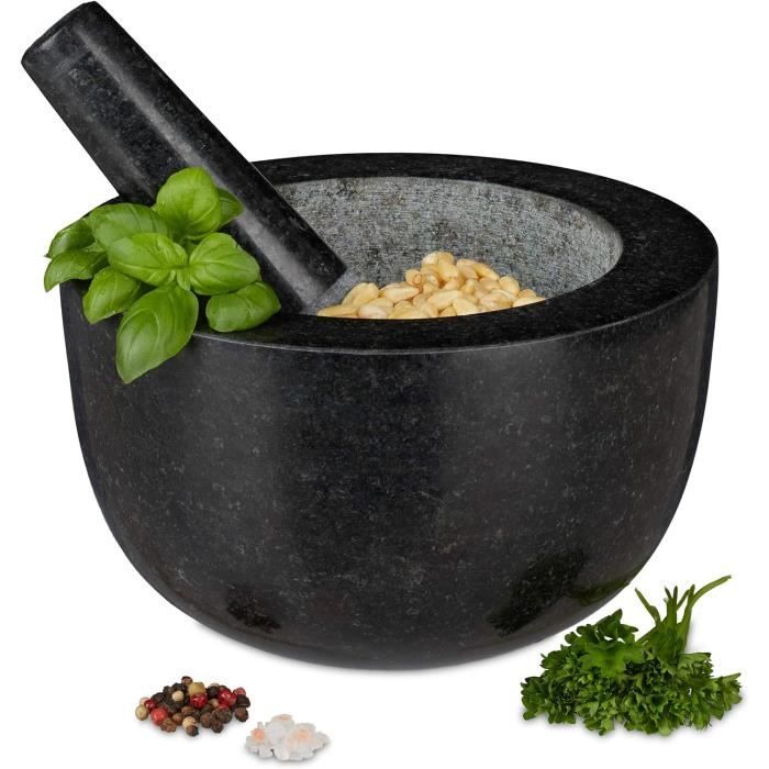 Mortier et pilon, en granit, poli, longue vie, épices et herbes,750 ml ...