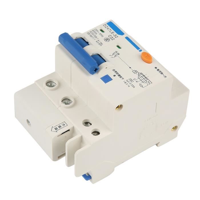 Tbest Disjoncteur de courant Disjoncteur à courant résiduel DZ47LE-32 2P + N C32 RCCB 230V 32A ...