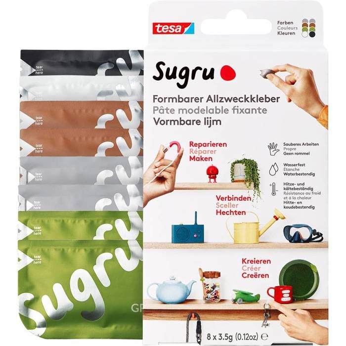 Tesa Sugru Pâte autocollante 41285-00001-00 noir, blanc, vert, marron ...
