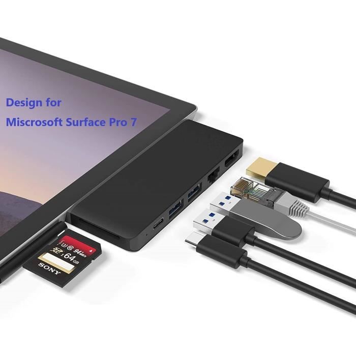 Surface Pro 7 Hub Docking Station Avec Hdmi 4K Adaptateur, 2 Ports Usb ...