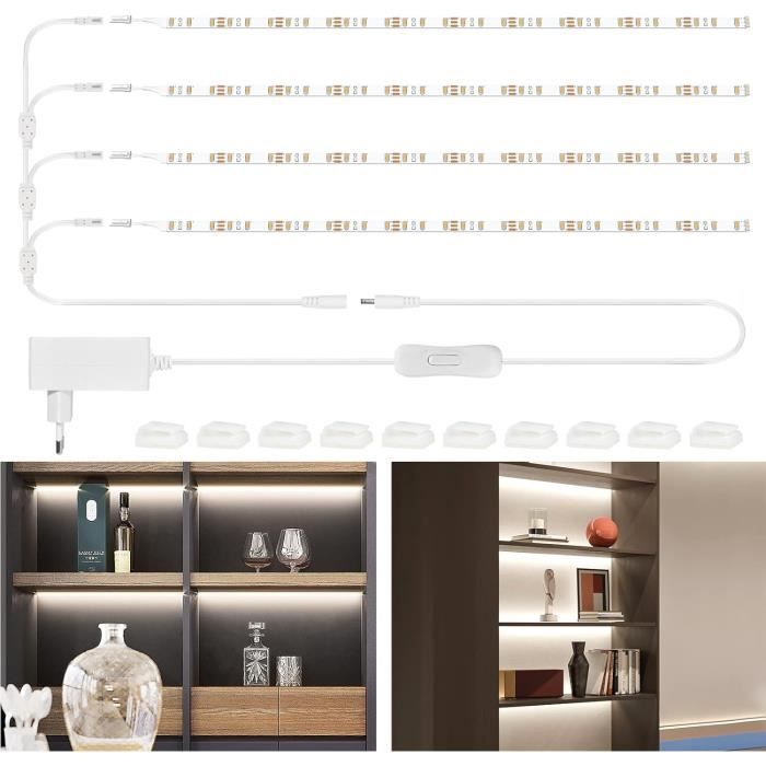 Éclairage De Vitrine Led, 4 Spots Led Sous Meuble Avec Interrupteur ...