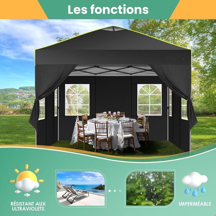 Tonnelle Pliante 3x3 Tonnelle De Jardin Exterieur ImperméAble Tente De ...