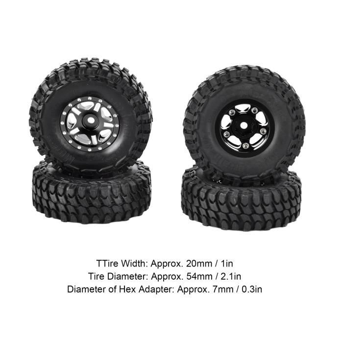 Drfeify Roue de véhicule RC 4 pièces 1in 1/24 RC pneu de voiture en ...