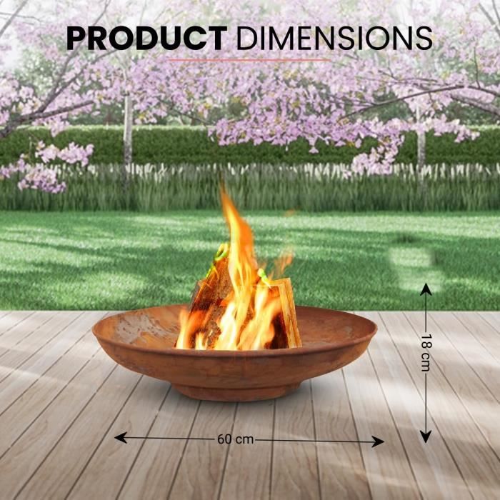HEAT Outdoor Living Brasero Ø60 Acier Noir - Brasero Exterieur pour ...