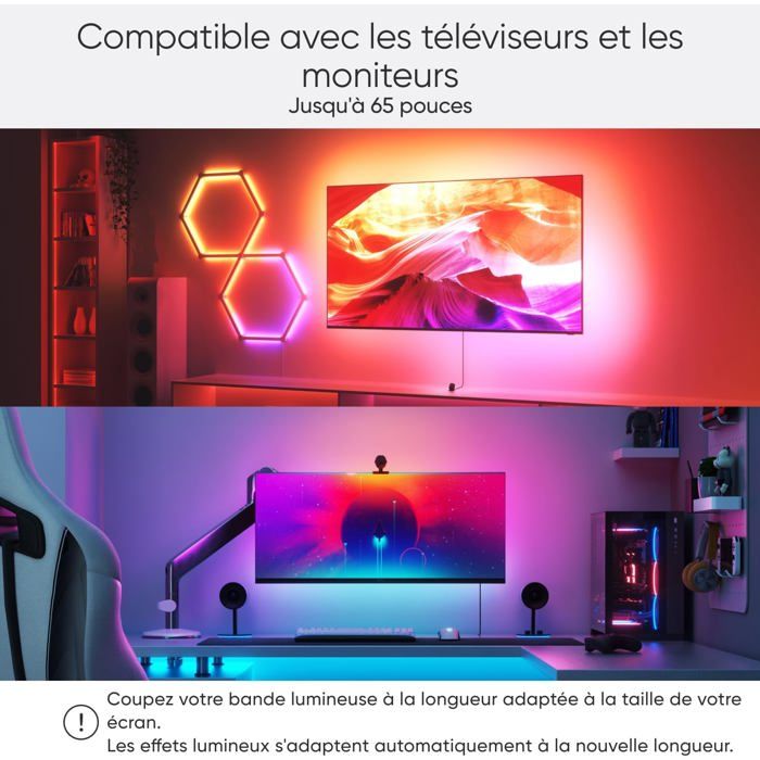 Nanoleaf Kit 4D Screen Mirror + Lightstrip - Ruban LED RGBW pour ...