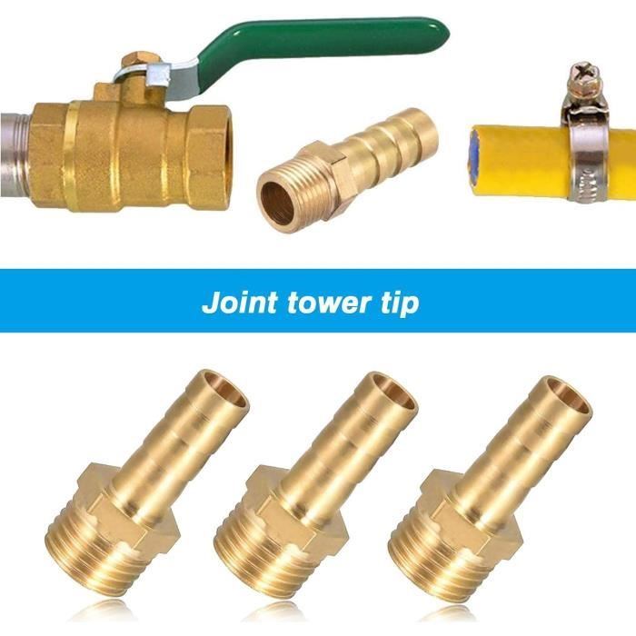 2X Connecteur De Coupleur Raccord 8Mm Tuyau Barbelé En Laiton Avec Raccord De Mamelon Mâle Bsp 1 ...