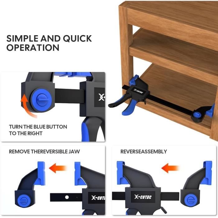 Serre Joint, Serres-Joints Rapide 4 Pièces, Pince Serre Joint Menuisier, Pinces À Barre À Une ...