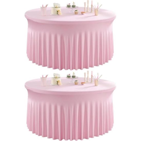 Lot De 2 Nappes Rondes Extensibles En Élasthanne Rose Pour Table Ronde ...