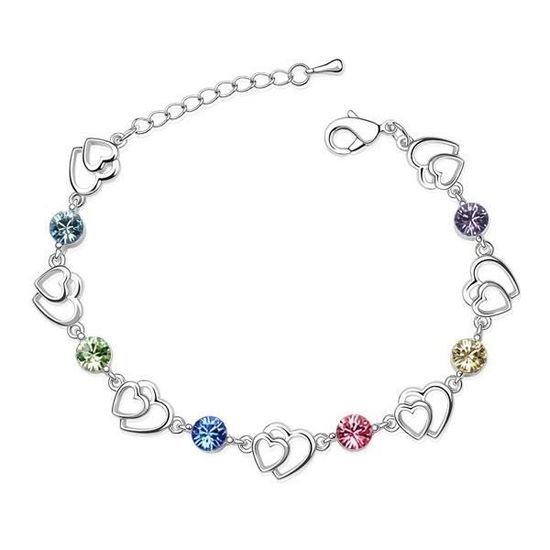 Bracelet Coeurs et Cristal de Swarovski Elements Multicolor - Achat ...
