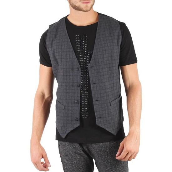 ABSOLUT JOY Gilet Homme Gris Coton GR34223 Gris - Cdiscount Prêt-à-Porter