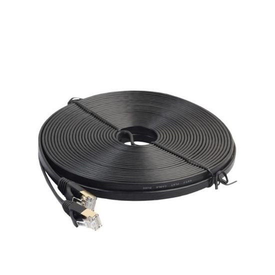 Câble Réseau Ethernet RJ45 CAT7 STP 600MHz 15m - NIKOU - Noir ...