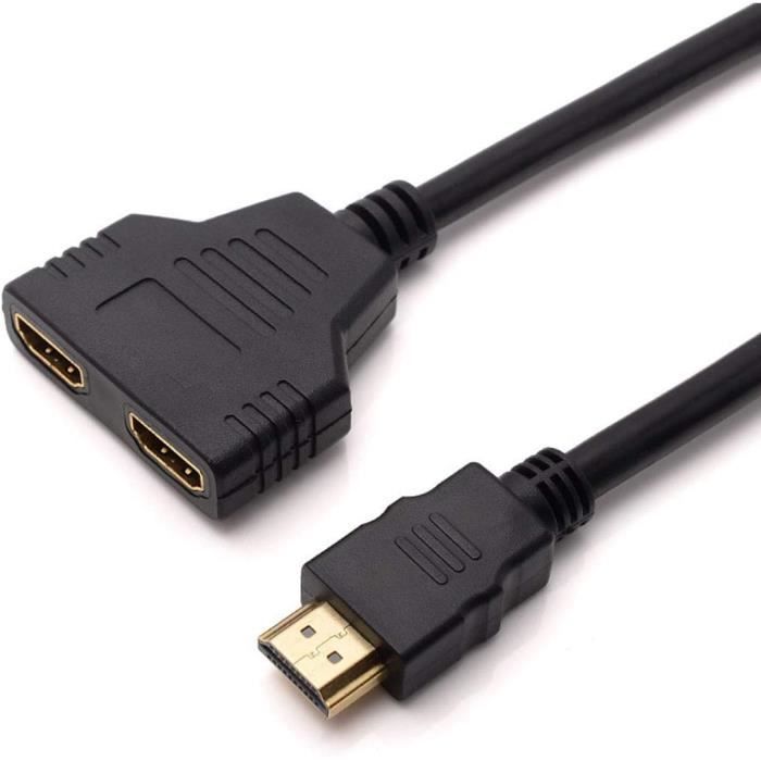 1 En 2 Sorties Hdmi Splitter Câble Hdmi Mâle Vers Un Double Hdmi ...