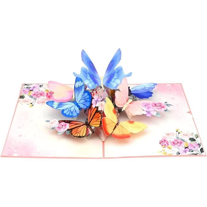 3D Carte Pop Up Surprise Papillon Carte Papillon Volant Carte de Vœux ...