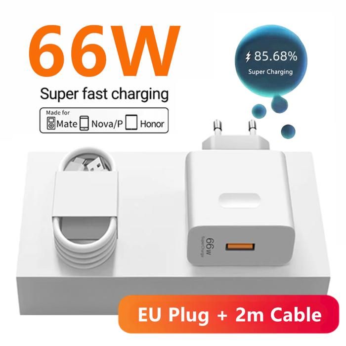 Chargeur USB Super rapide 66W, pour Huawei Mate 40 50 P50 P60 Nova 10 ...