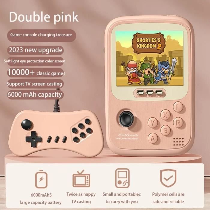 Pink 16G10000Gamesd - Console de jeu portable avec deux câbles de ...