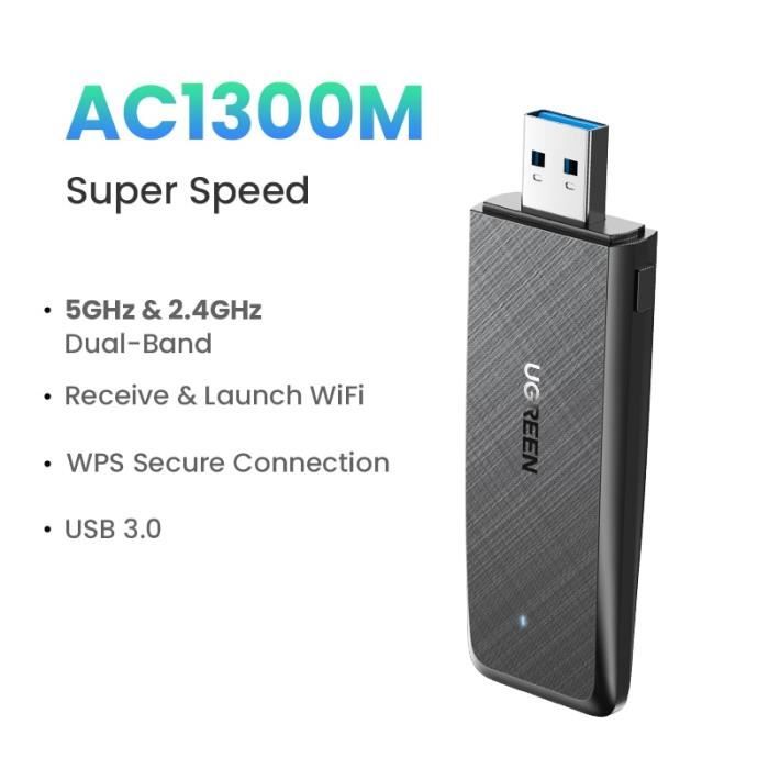 AC1300 Super Speed - adaptateur WiFi USB 3.0 AC1300Mbps 5.8 go et 2.4 ...