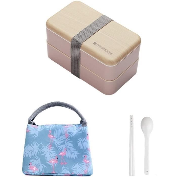 Double couche Boîte à lunch Jeu de style en bois Micro-ondes Bento Box ...
