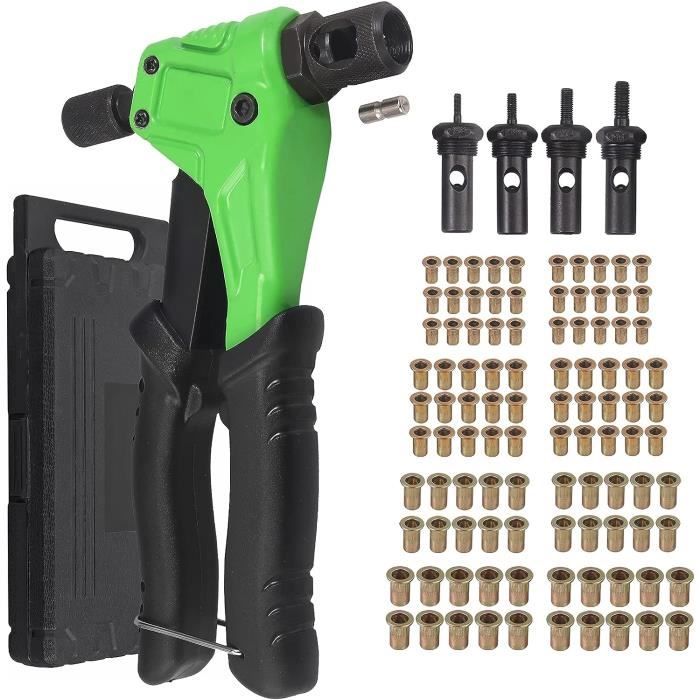 Kit Riveteuse Professionnelle Avec 100 Pcs 8" Pistolet À Écrou Rivets Écrous M3 M4 M5 M6 Pince ...