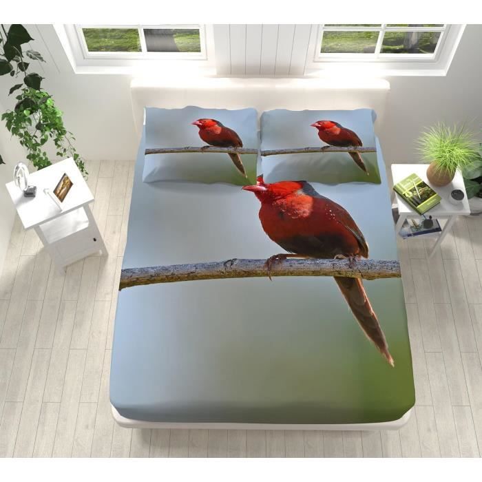 Draps Housse 140X190 Cm Oiseau Rouge Imprimé Drap Housse Pour Enfant ...