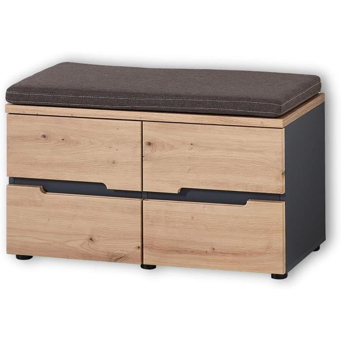 Memphis Banc à Chaussures avec Assise Aspect chêne Artisan Graphite ...