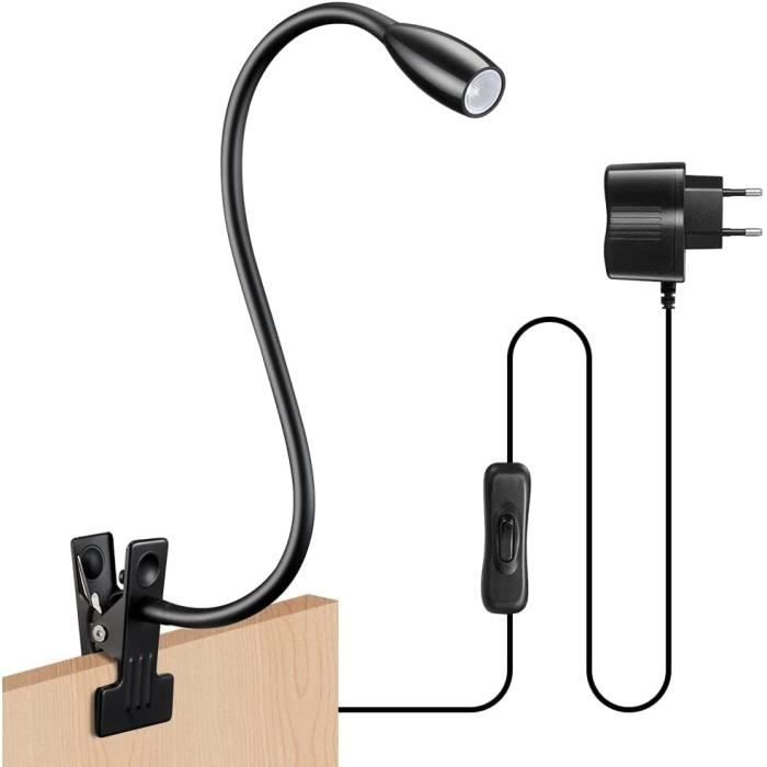 Lampe de lecture,lampe de bureau à clipser,lampe à col de cygne ...