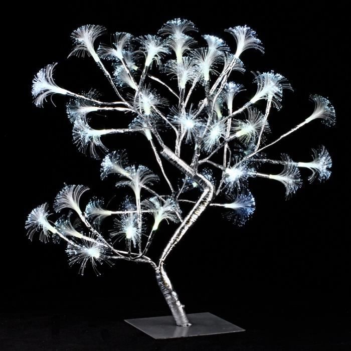 Arbre lumineux blanc 45 cm - 42 LEDs fibre optique - Décoration ...