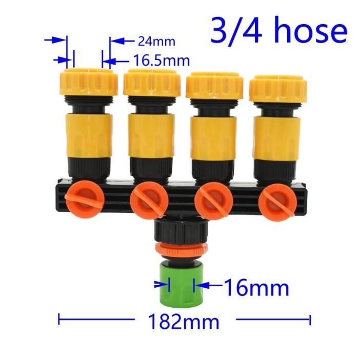 Tuyau d'arrosage,Femelle 1-2 "3-4" 1 "à 1-2 3-4 tuyau d'arrosage à 4 voies pour robinet de ...