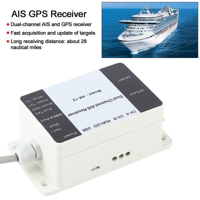 Cikonielf Récepteur AIS AR‑12 Récepteur GPS AIS marin, récepteur AIS USB double canal pour ...