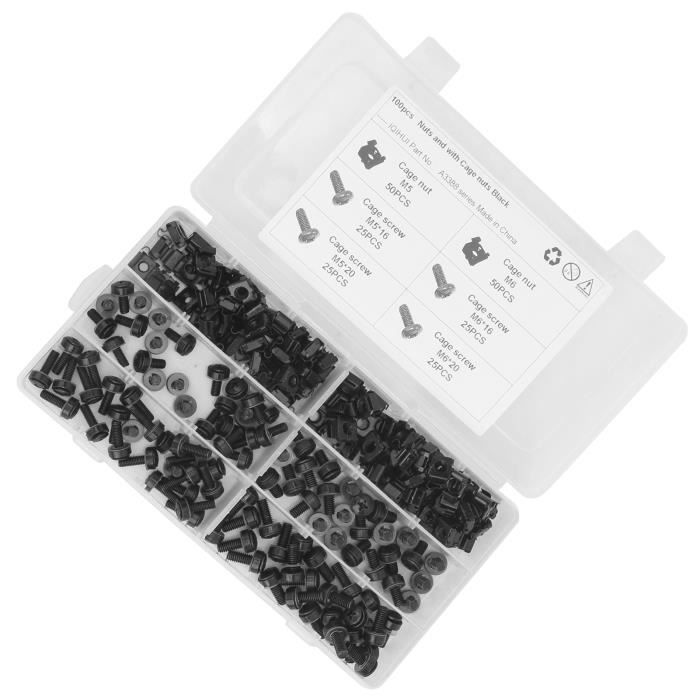 Dilwe écrous cage et kit de vis 200pcs écrous à cage et kit de vis M5 ...
