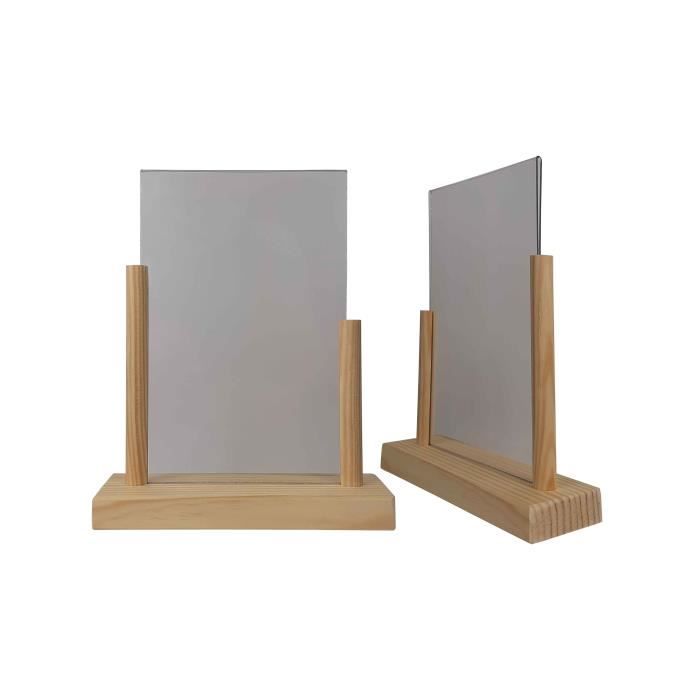 Porte menu de table en bois brut avec avec plexi format A5 - Lot de 2 ...