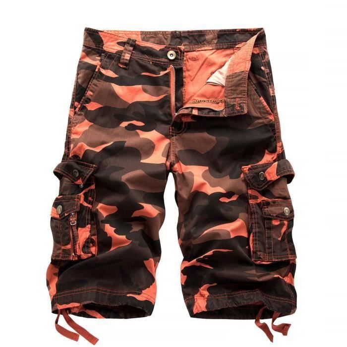 Bermuda Cargo Homme Camouflage Casual Bermuda Multi-poches Vêtement en ...