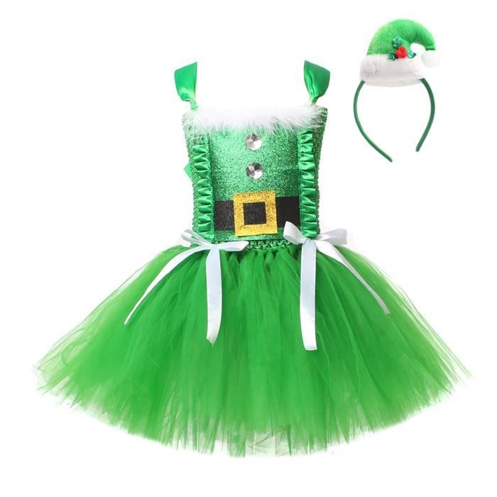 Inlzdz Enfant Fille Déguisement Mère Noël Fille Tutu Robe Noël Costume