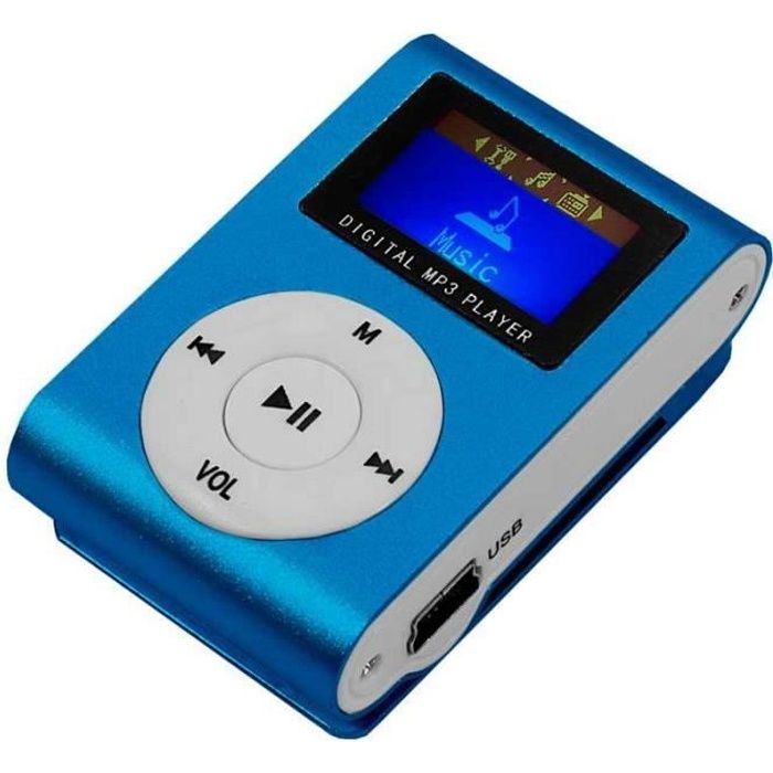OCIODUAL Lecteur de Musique Numérique MP3 en Métal Mini USB Bleu Supporte Carte SD jusqu'à 32Go ...