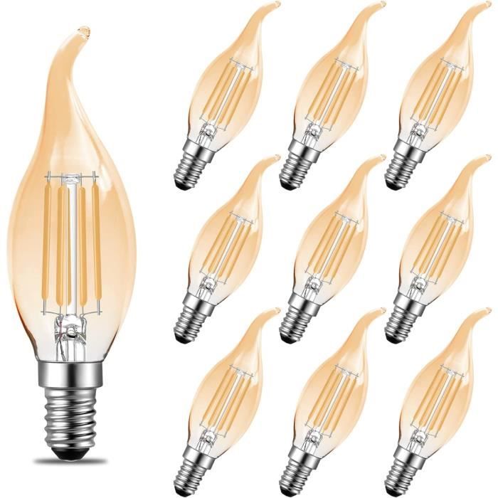 E14 Bougie Vintage Ampoule Led,Dimmable 4W C35 Bougie Lampe Pour Lustre,E14 4W Vintage Edison ...