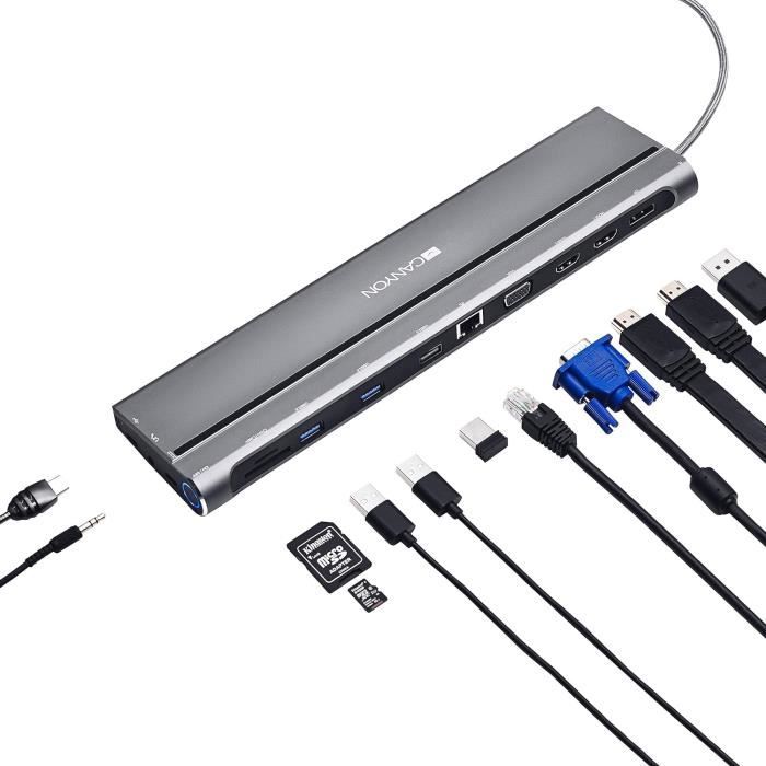 Hub Usb C - Dock Usb C 14-En-1, Docking Station Avec Lecteur De Cartes ...