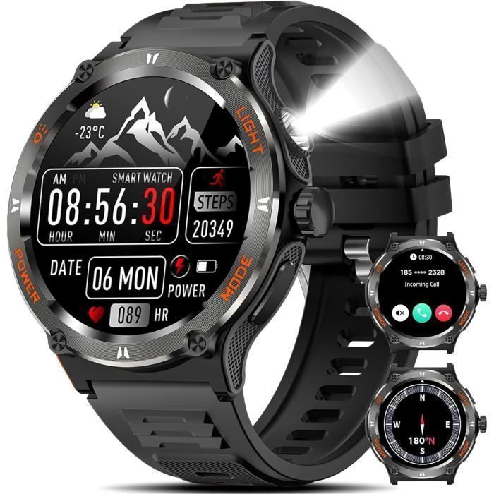 2024 Montre Connectée Homme Militaire 3Atm Étanche Avec Appel Bluetooth ...