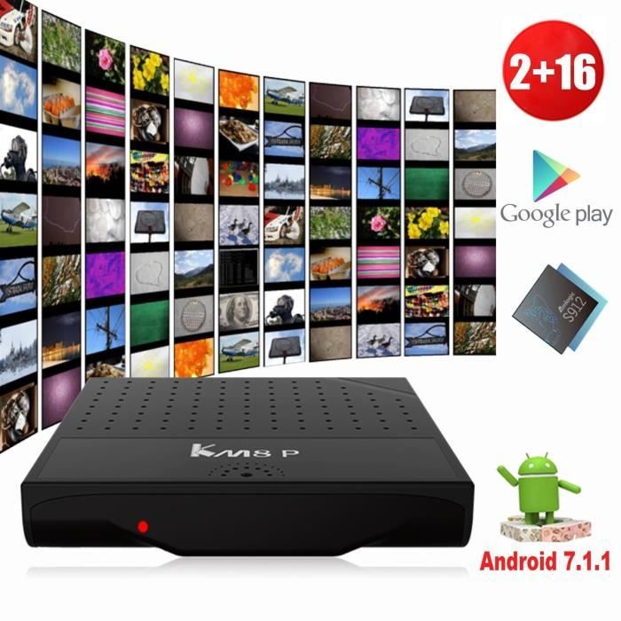 KM8PPLUS Android 7.1 Octa Core Smart TV BOX 2 + 16G HDMI 4K réseau ...