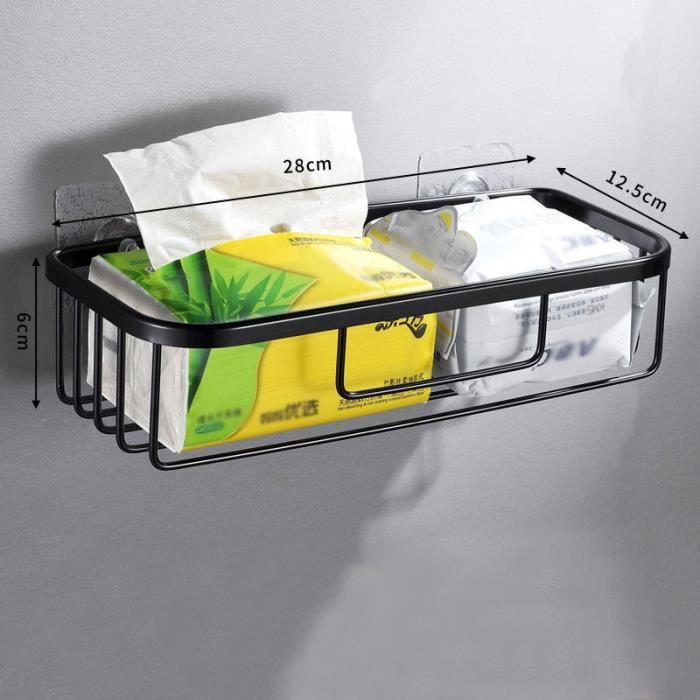 SERVITEUR WC,Black Rectangle--Panier de rangement à suspendre au mur ...