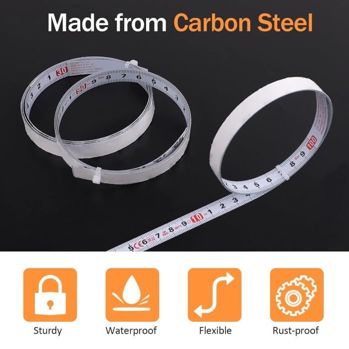 2 Rouleaux Mètre à Ruban Auto-adhésif, 1 Mètre Mètre Ruban Auto-adhésif ...