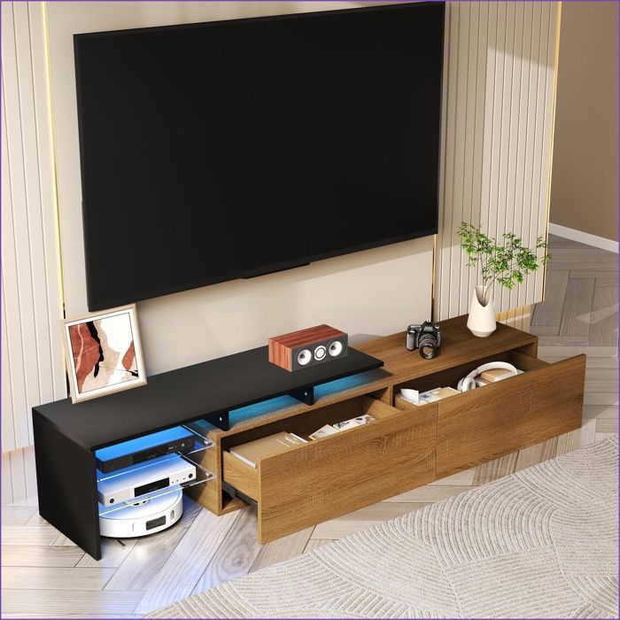 Meuble TV & Divertissement - Design Moderne, Stockage Pratique, LED ...